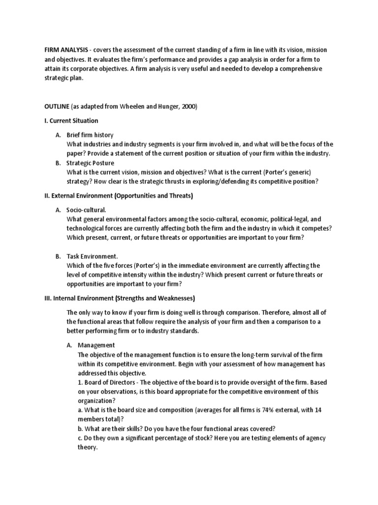 Firm Analysis - OUTLINE | PDF | Strategic Management | Investing