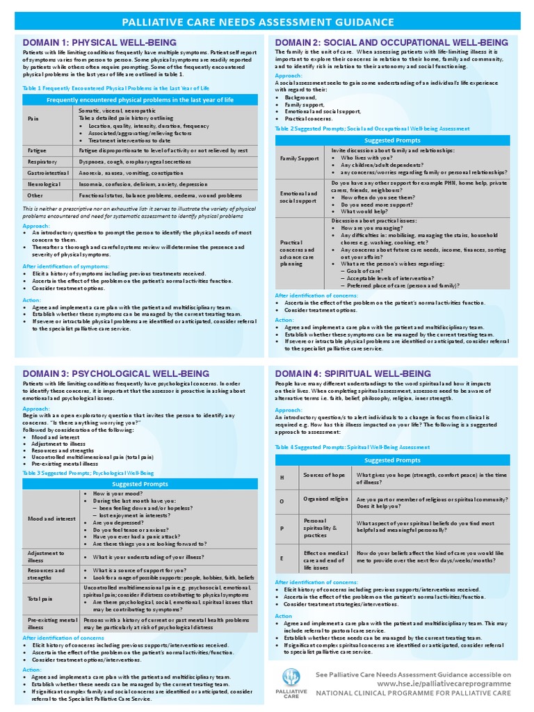 Palliative Care Needs Assessment Guidance 01 FB | PDF | Palliative Care ...