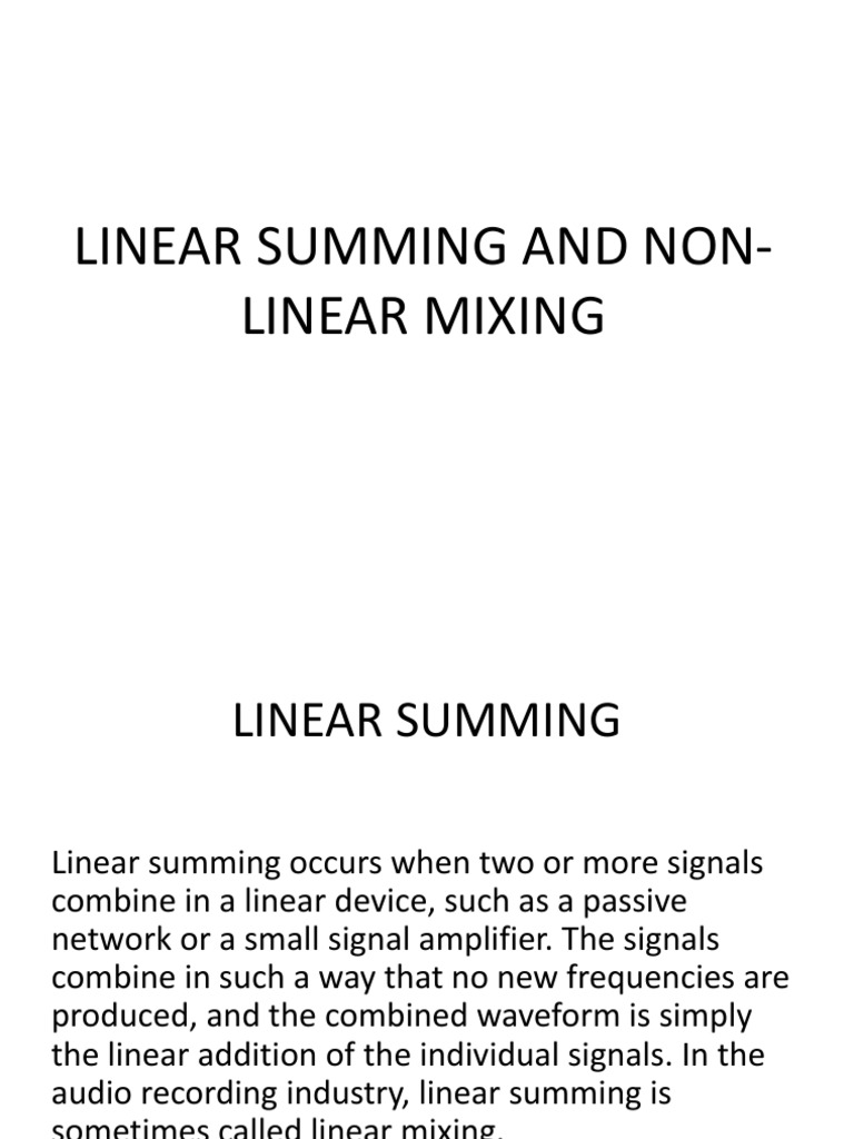 Linear Summing and Non-Linear Mixing | PDF | Amplifier | Nonlinear System