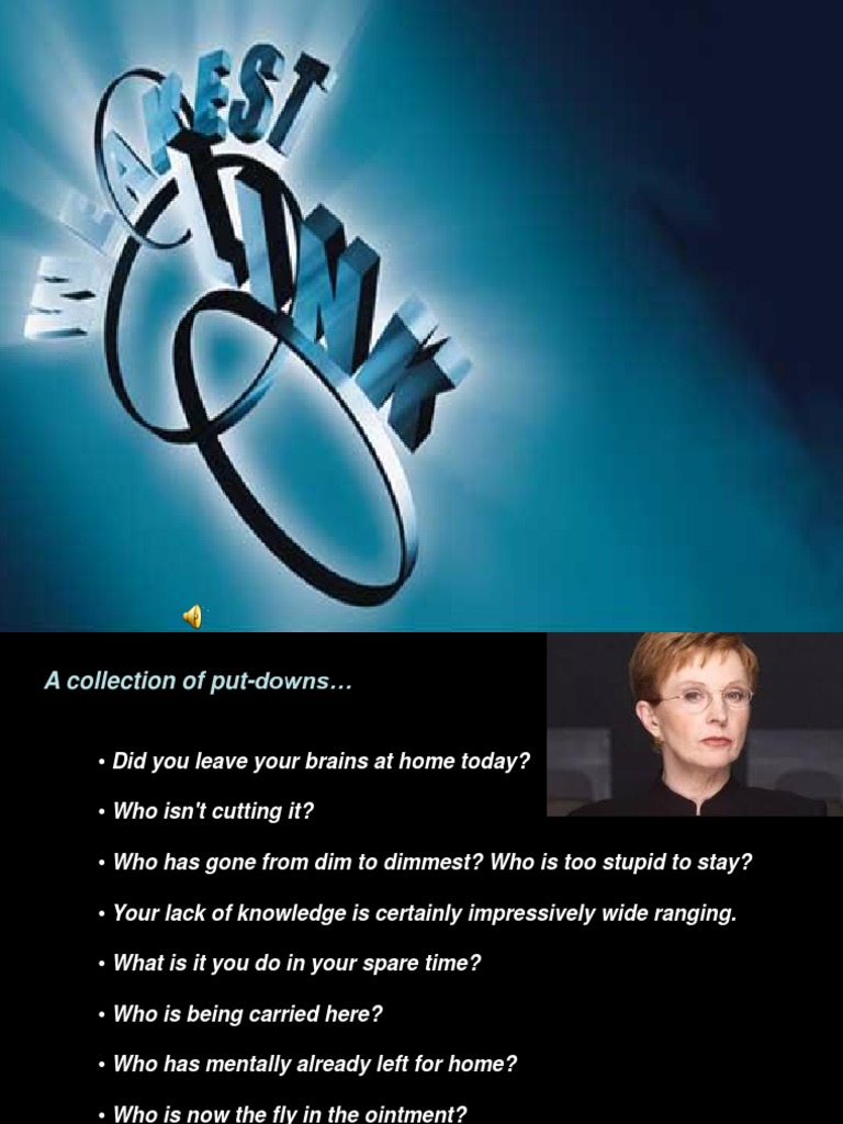 The Weakest Link Template | PDF | Game Shows | Entertainment