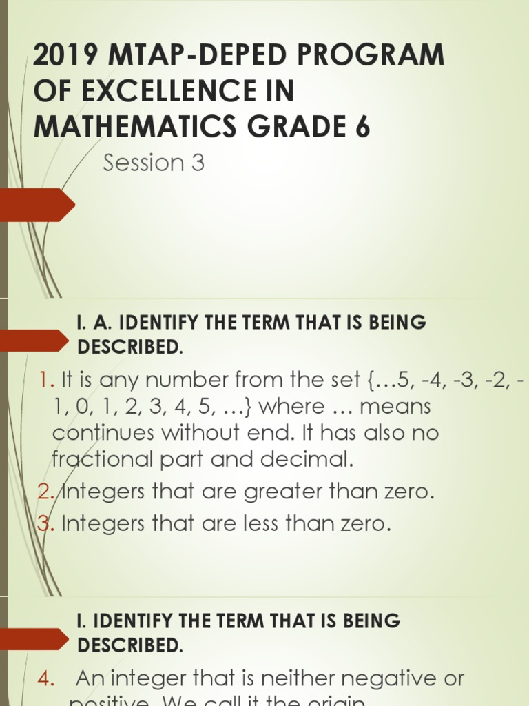 2019 Grade 6 S3 Mtap-Deped Program of Excellence in Mathematics | PDF ...