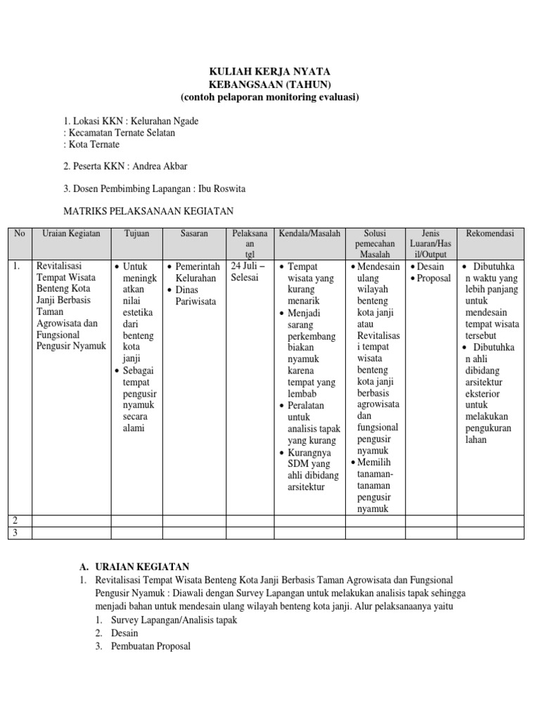 Format Monev KKN Andrea | PDF
