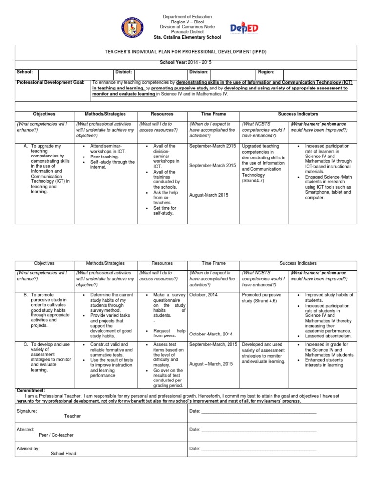 Teacher - S Individual Plan For Professional Development (Ippd) | PDF | Educational Technology ...