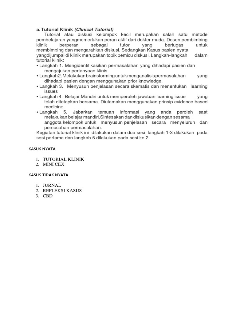 Tutorial Klinik | PDF | Karier & Perkembangan