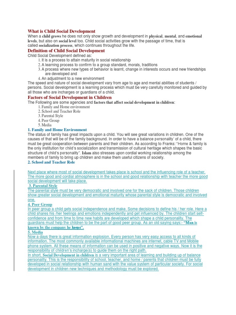 What Is Child Social Development | PDF | Action (Philosophy) | Cognition