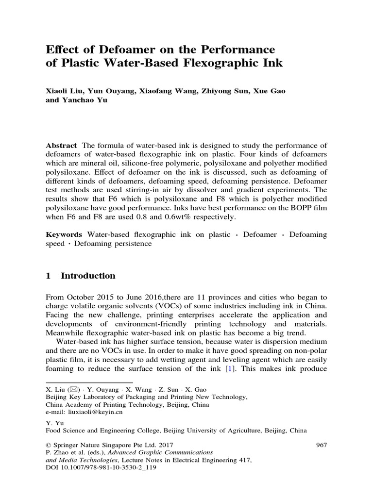 Defoamer Effect To Ink | PDF | Silicone | Ink
