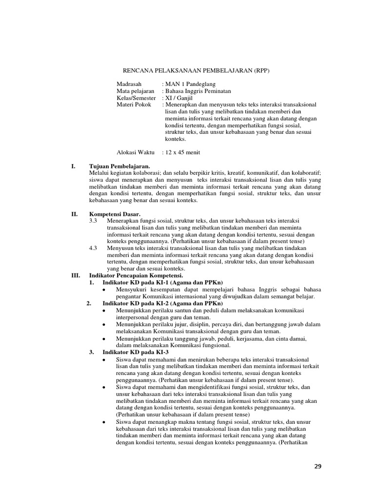 RPP - 3 - Sastra Inggris Kelas Xi 2019-2020-If | PDF | Karier & Perkembangan | Seni & Disiplin ...