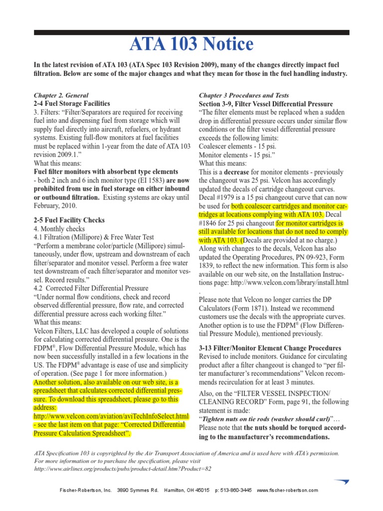 ATA103 Notice | PDF | Filtration | Chemical Engineering