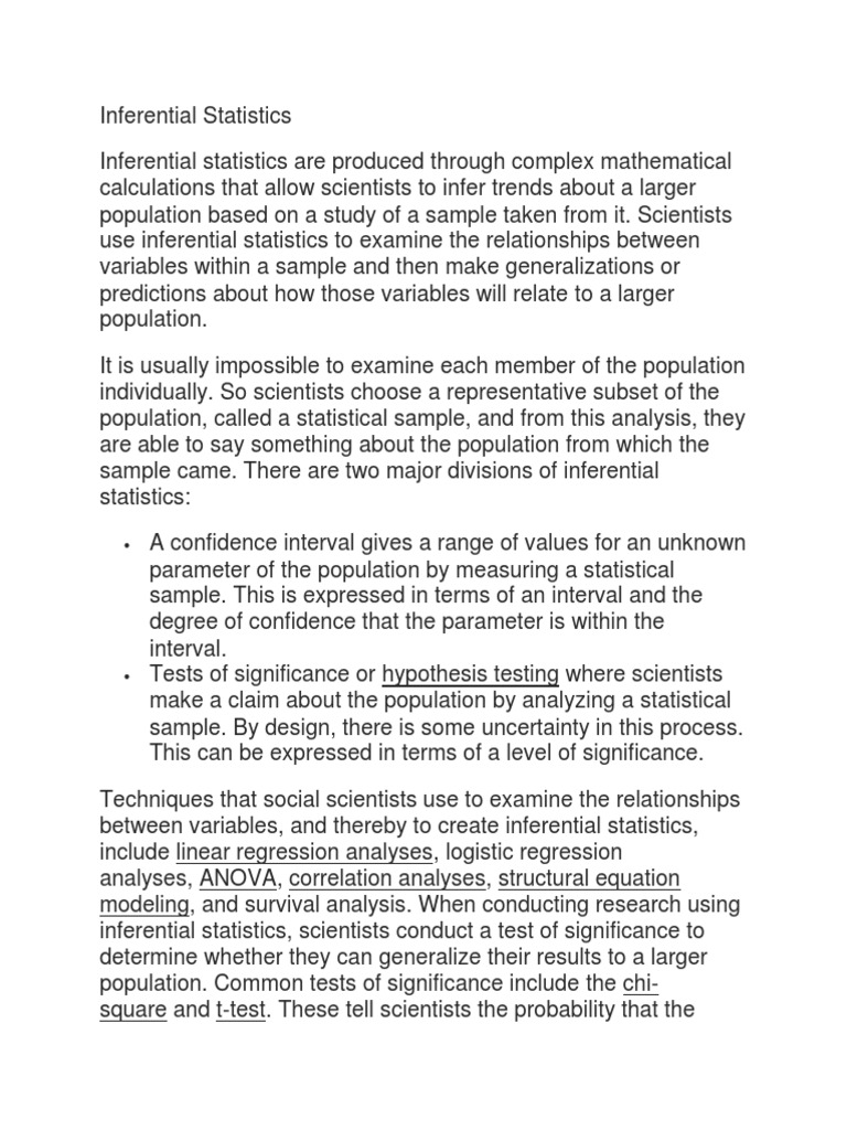 Inferential Statistics | PDF | Statistical Inference | Statistics