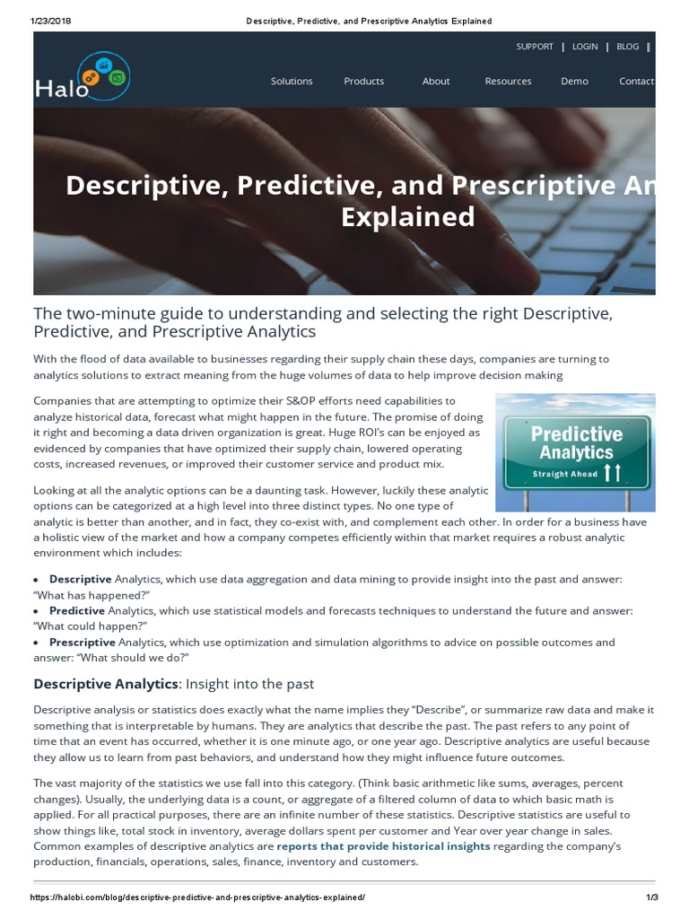 Descriptive, Predictive, and Prescriptive Analytics Explained | PDF ...