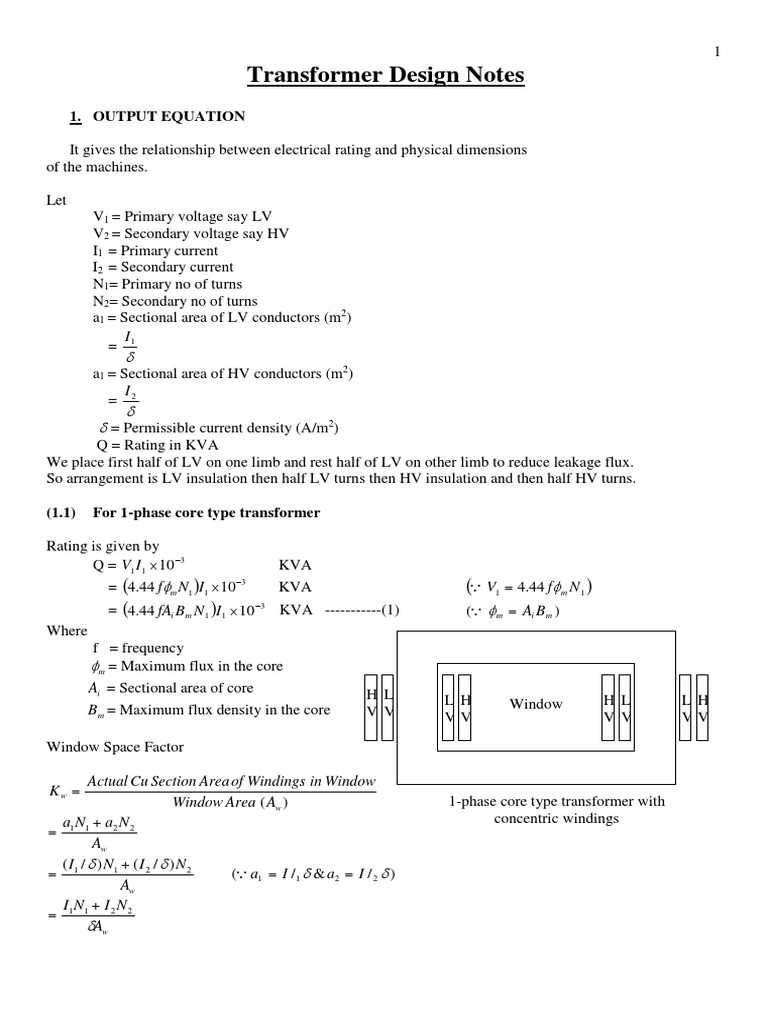 Transformer Design Notes | PDF | Transformer | Electromagnetism