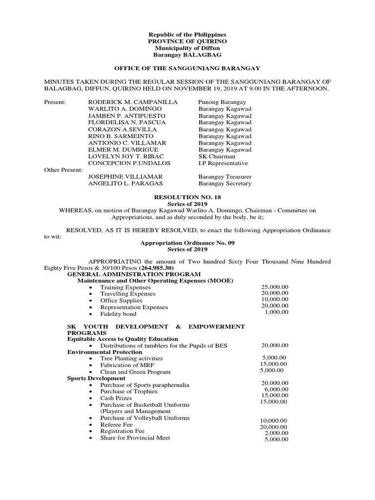 SK Budget Sample | PDF | Philippines | Government