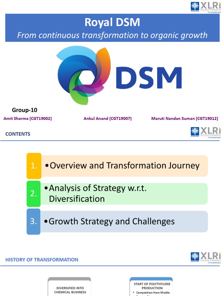 Royal DSM - From Continous Transformation To Organic Growth | PDF ...