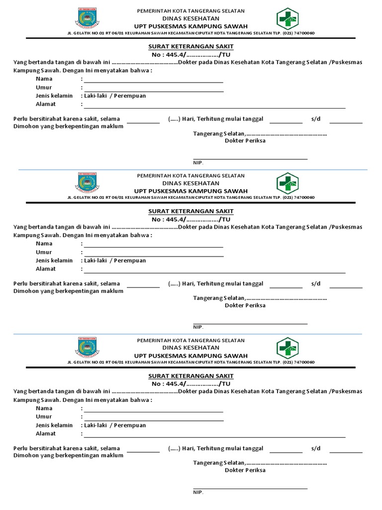 Form Surat Sakit PDF | PDF