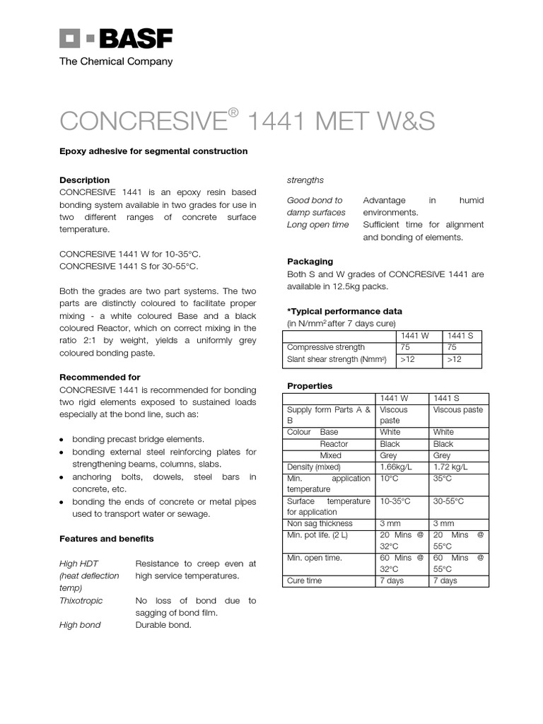 05 - TDS - Concresive 1441 MET WS | PDF | Adhesive | Epoxy