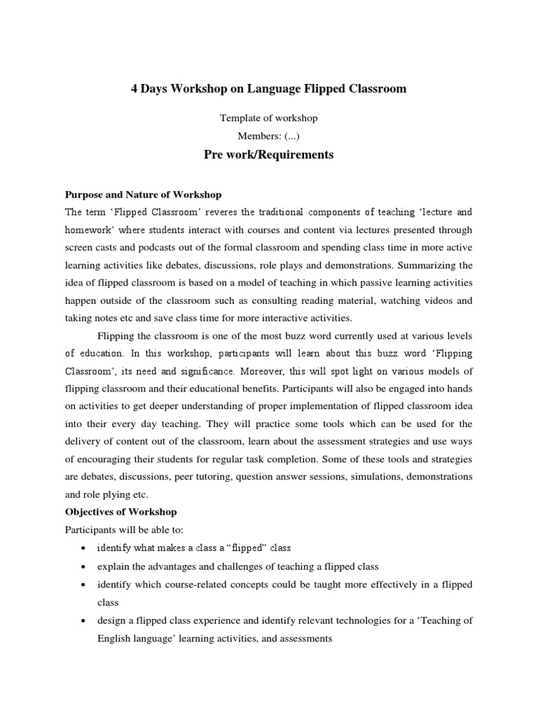 Flipped Classroom Workshop | PDF | Lesson Plan | English As A Second Or ...