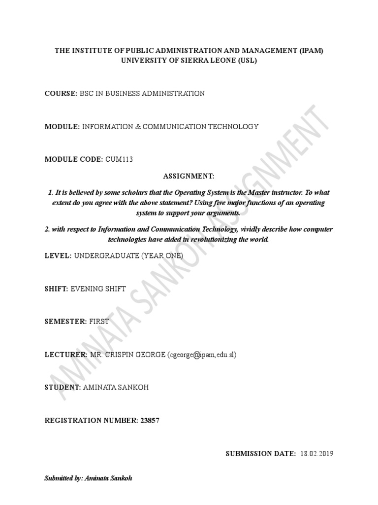 Ict Assignment | PDF | Process (Computing) | Operating System