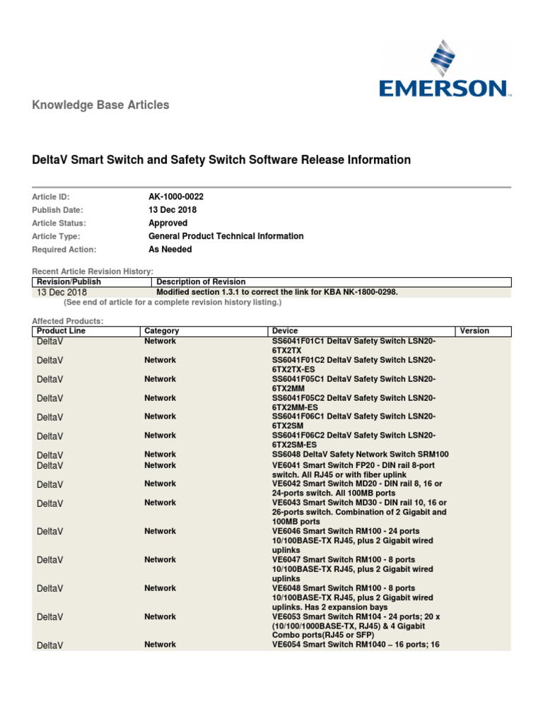 AK-1000-0022 DeltaV Smart Switch and Safety Switch Software Release ...