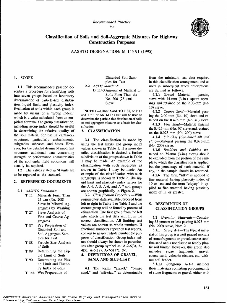 Aashto M145-95 | PDF | Silt | Sand