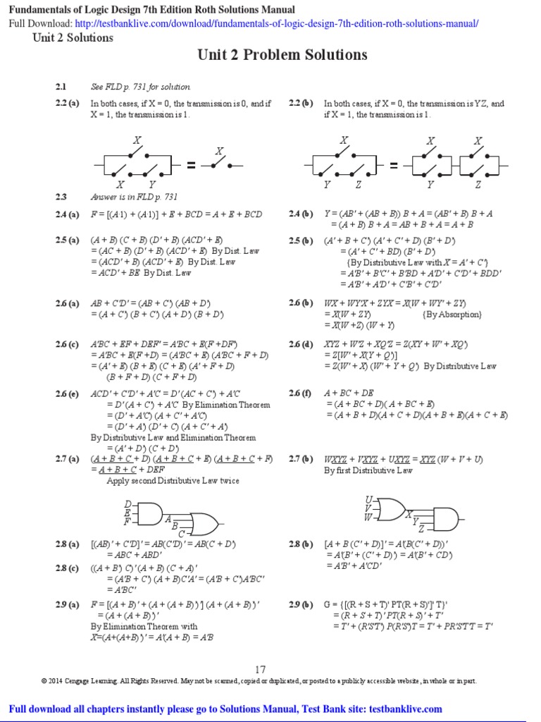 Fundamentals Logic Design 7th Edition Roth Solutions Manual PDF ...