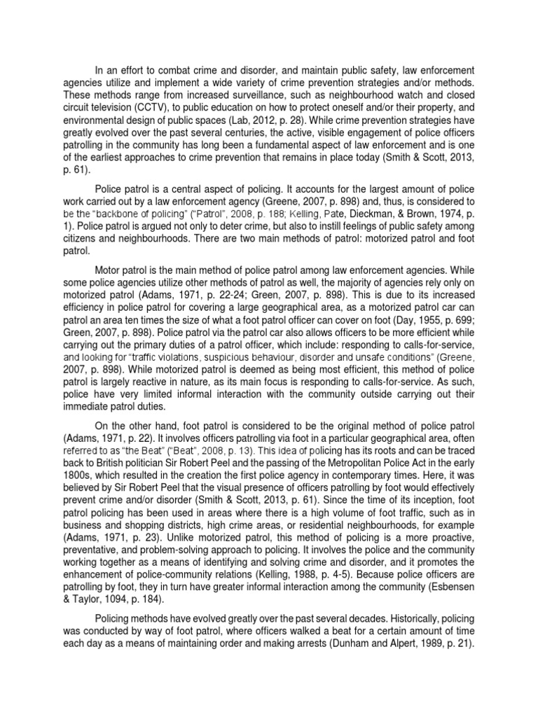 An Analysis Of The Evolution And Effectiveness Of Foot Patrol And