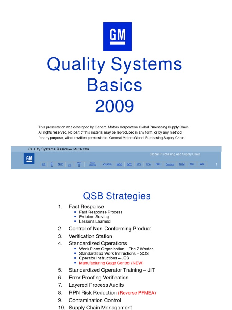 GM Quality System Basics Overview | PDF | Supply Chain | Performance ...