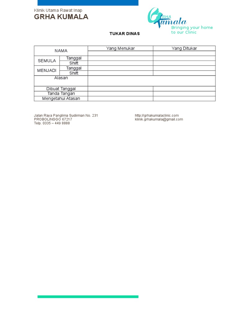 Form Tukar Dinas | PDF