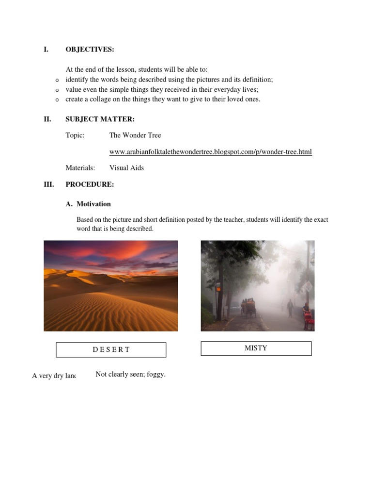 Lesson Plan: The Wonder Tree Activities | PDF | Cognition
