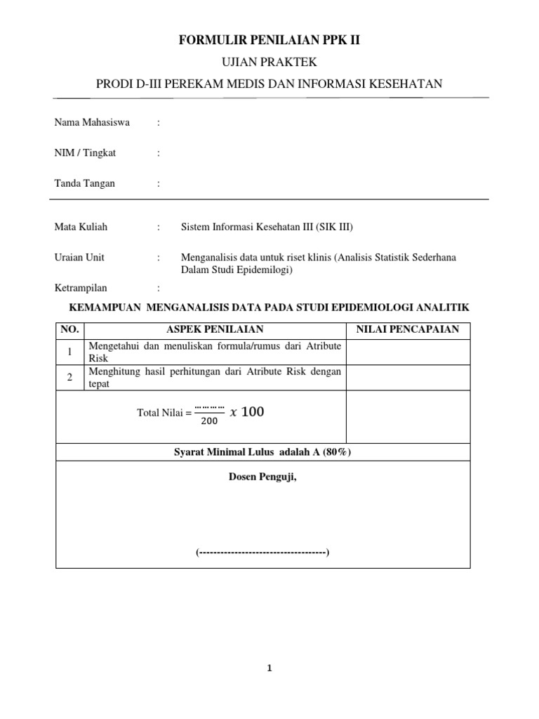 Form Penilaian PPK 3 | PDF