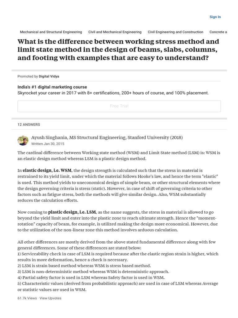 What Is The Difference Between Working Stress Method and Limit State ...