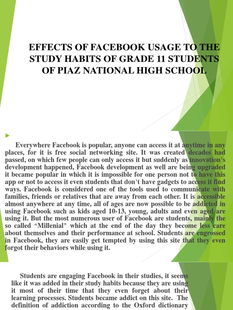 Effects of Facebook Usage To The Study Habits | PDF | Facebook | Social ...