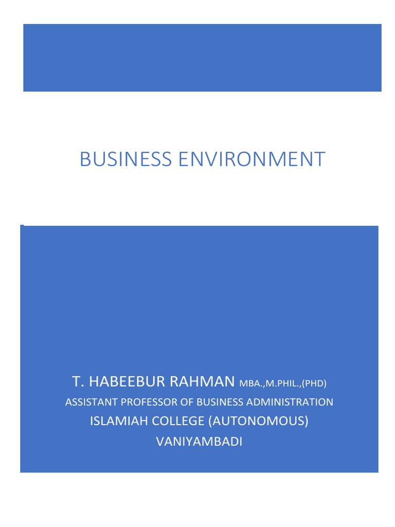 Business Environment-By (THR) Habeeb Sir | PDF | Economics | Financial ...