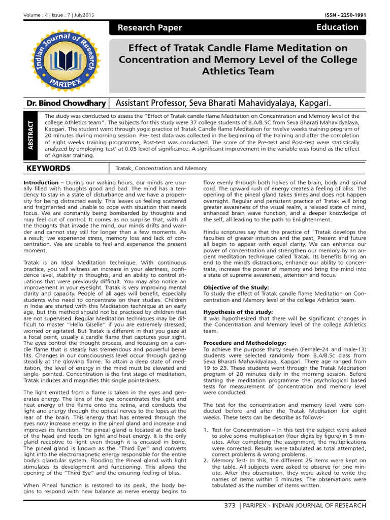 Tratak Research PDF | PDF | Attention | Memory