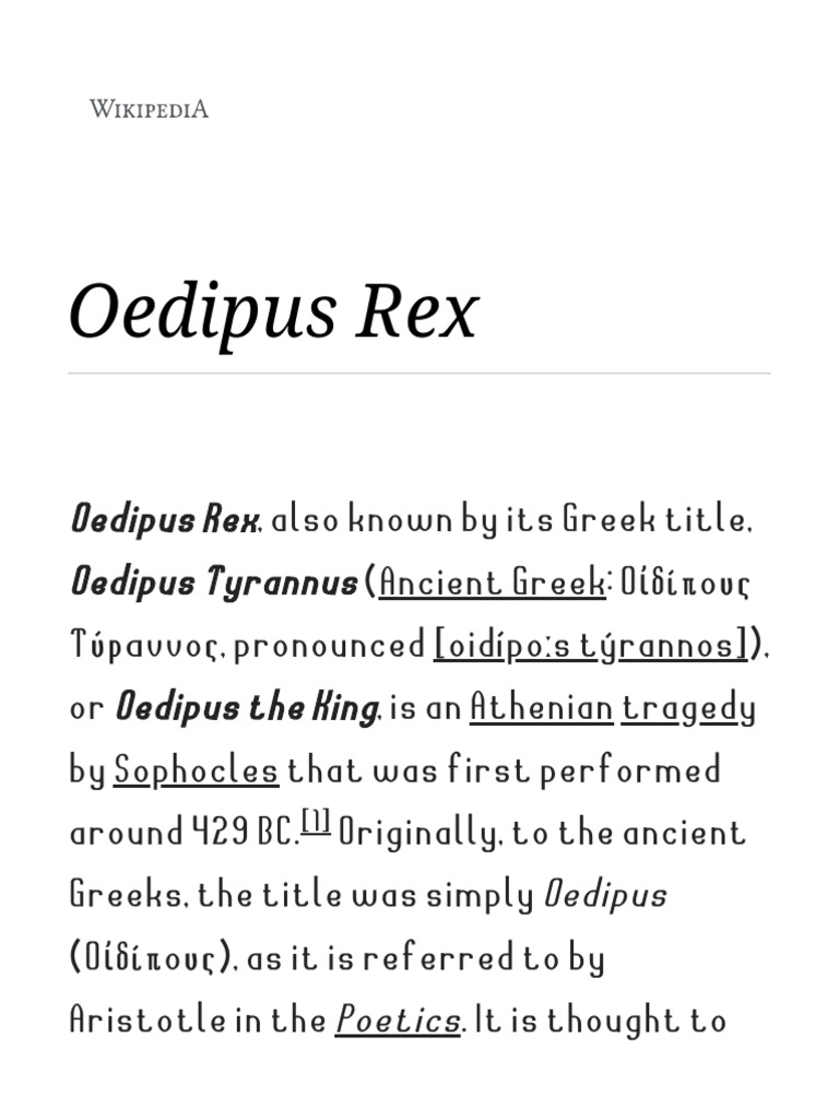 Oedipus Rex: A Tragic Masterpiece | PDF | Sophocles | Boeotian Mythology