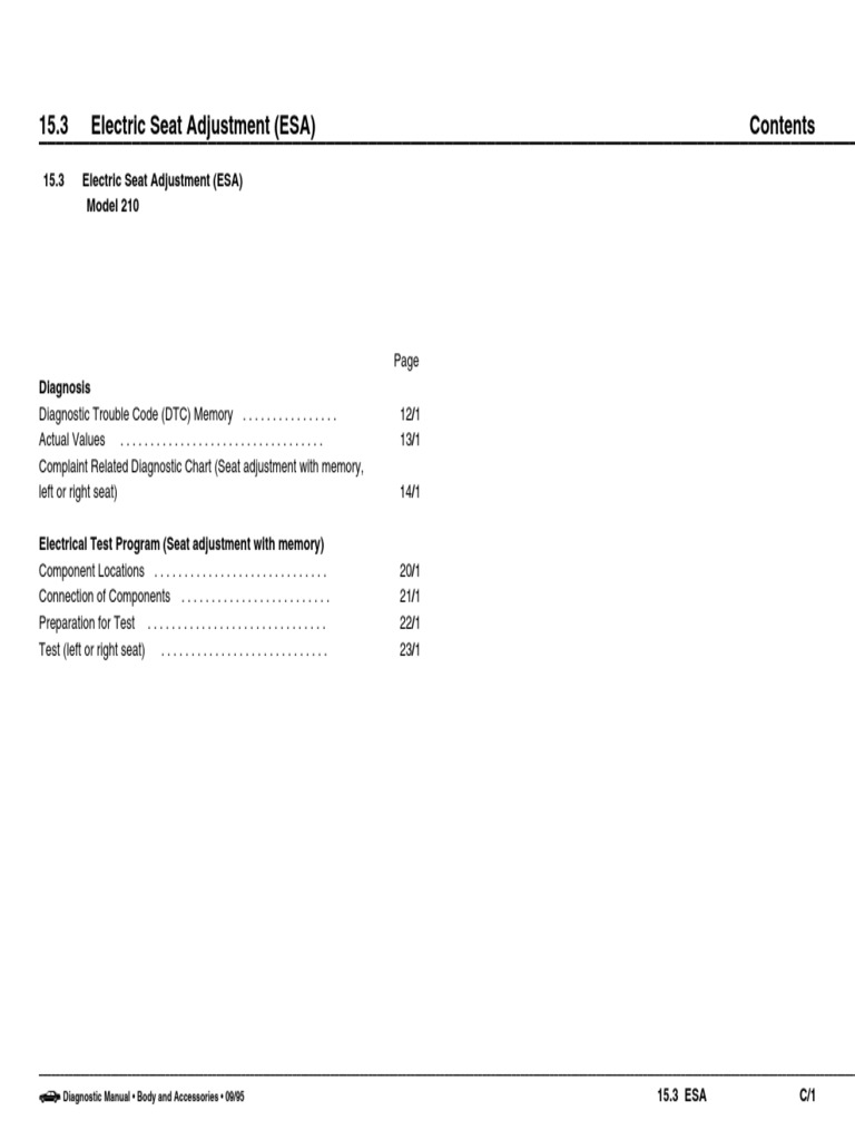Model W210 Electric Seat Adjustment | PDF | Electrical Connector | Switch