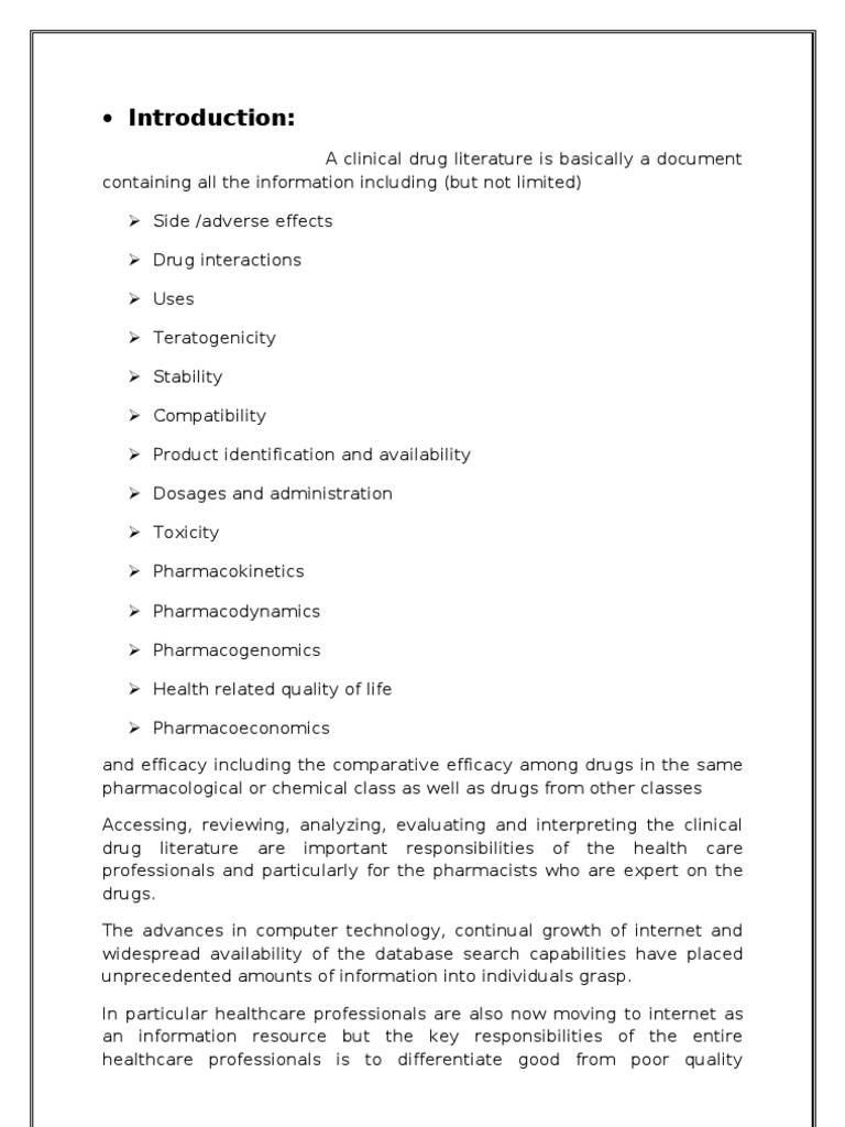 Clinical Drug Literature | PDF | Pharmacy | Health Care