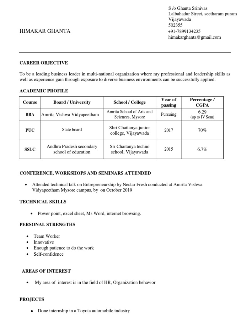 Himakar Resume | Download Free PDF | Behavior Modification | Cognition