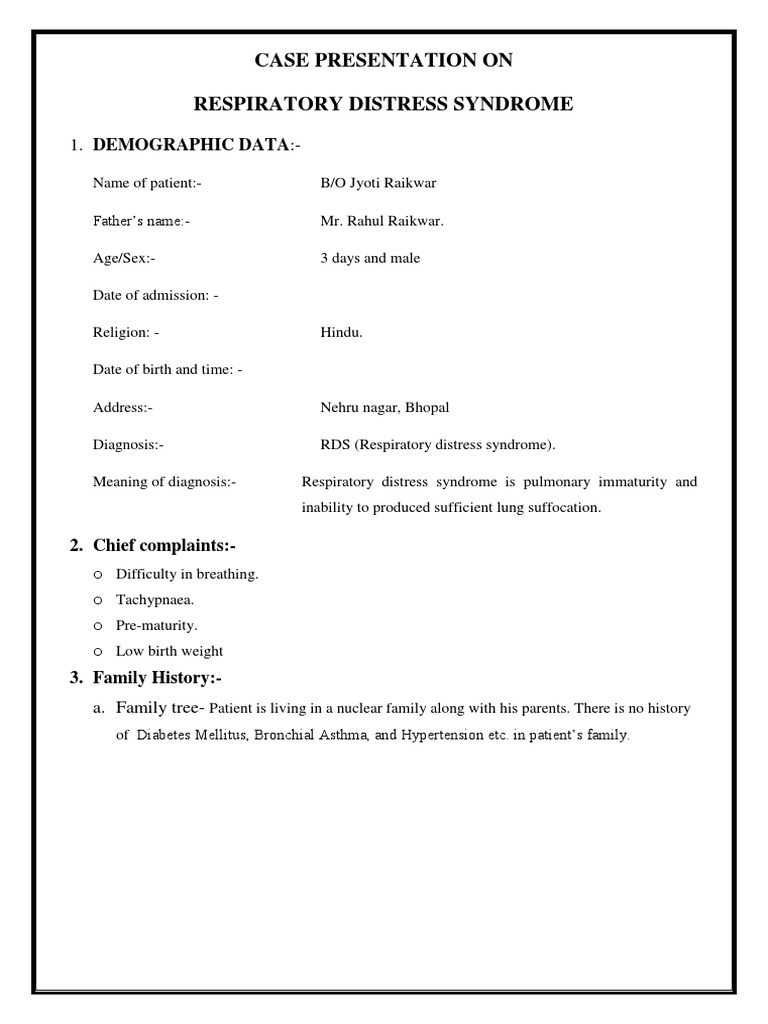 CASE PRESENTATION ON. Respiratory Distresss | PDF | Lung | Medical ...