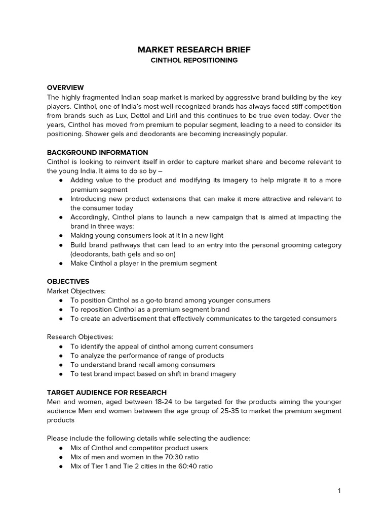 Recapturing Market Share Through Repositioning: A Market Research Brief ...