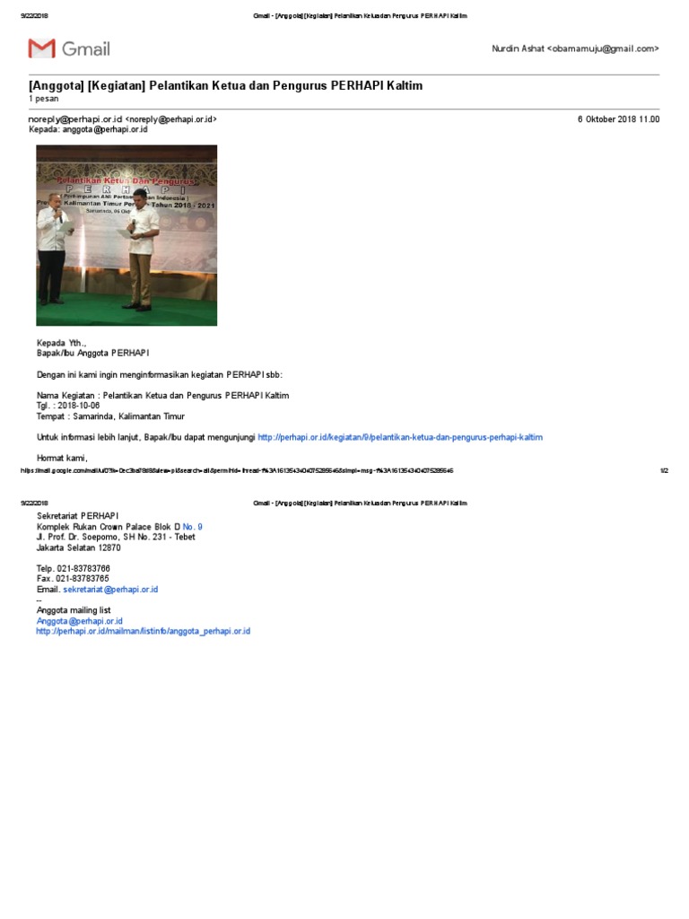 Pelantikan Pengurus PERHAPI Kaltim | PDF