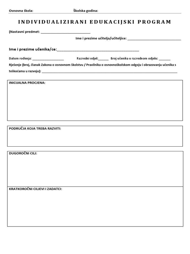 IEP Obrazac | PDF