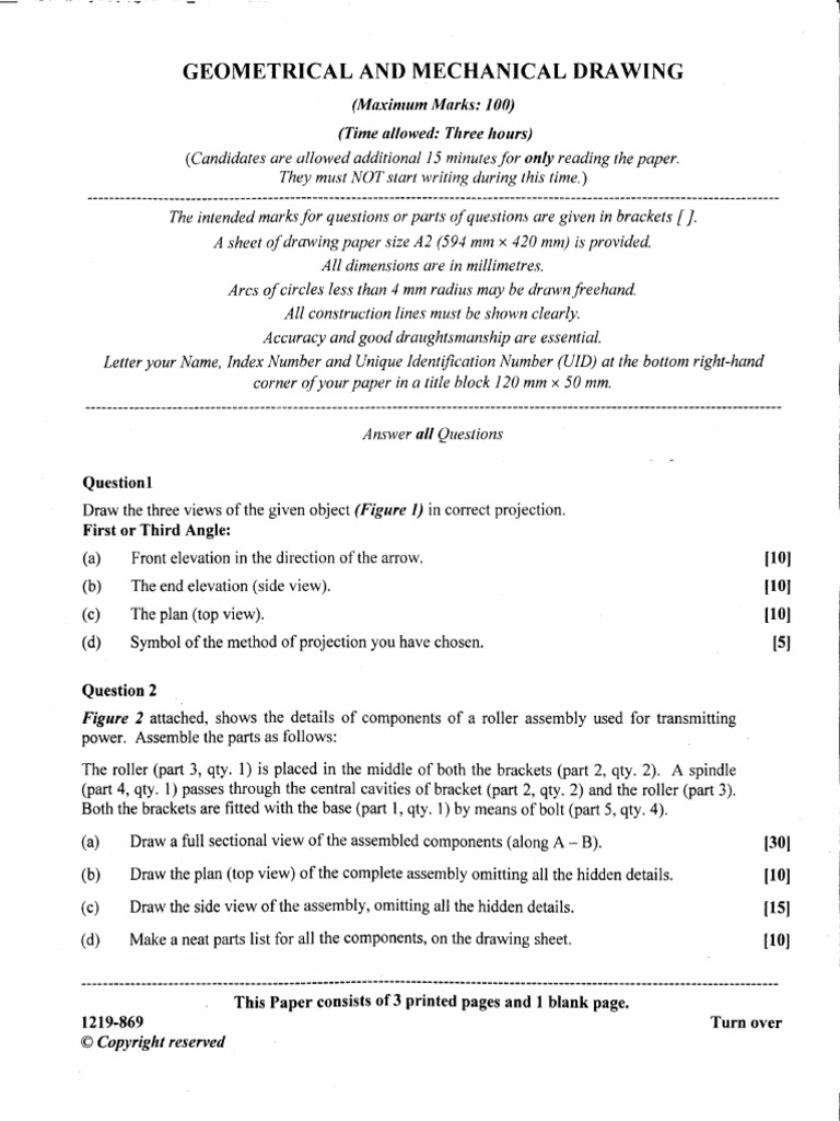 869 Geometrical and Mechanical Drawing QP PDF | PDF | Art Media | Crafts