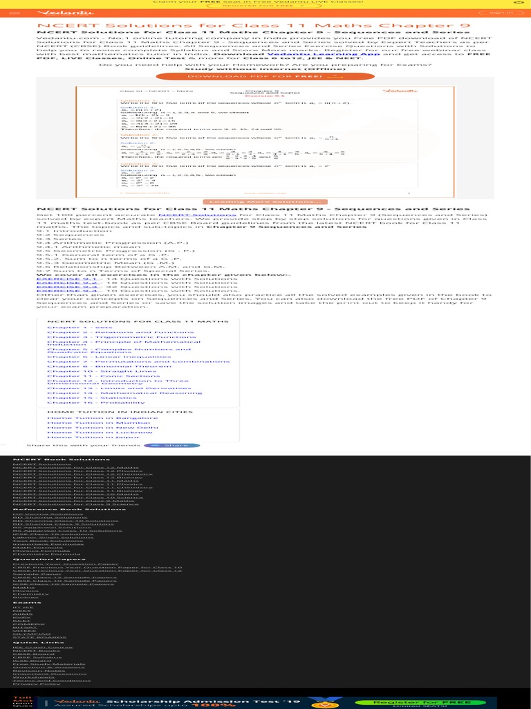 Sequence and Series | PDF | Teaching Mathematics | Mathematical Analysis