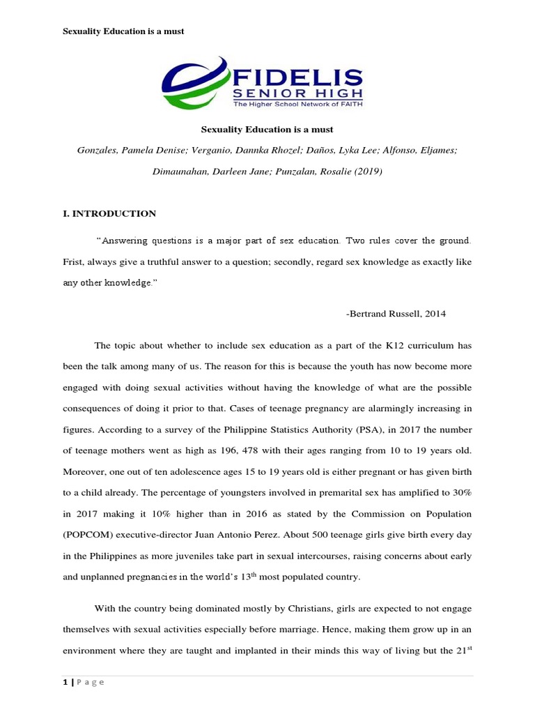 Position Paper | PDF | Sex Education | Sexual Intercourse