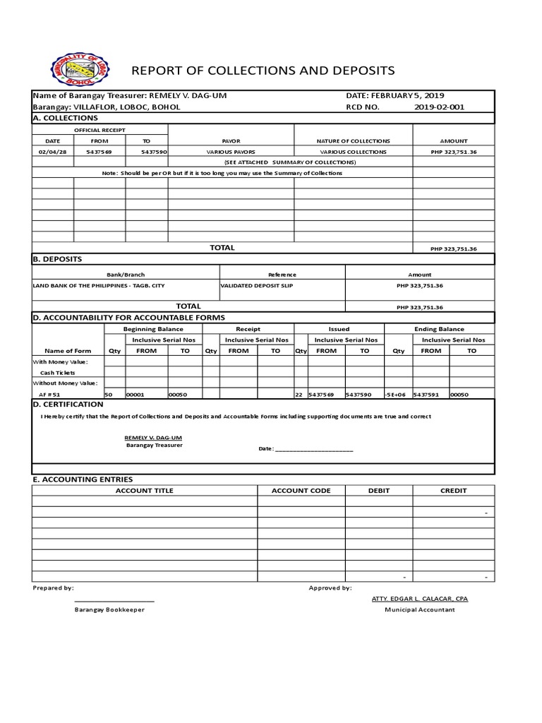 Barangay New Forms-SAMPLE 2019 | PDF | Debits And Credits | Bookkeeping