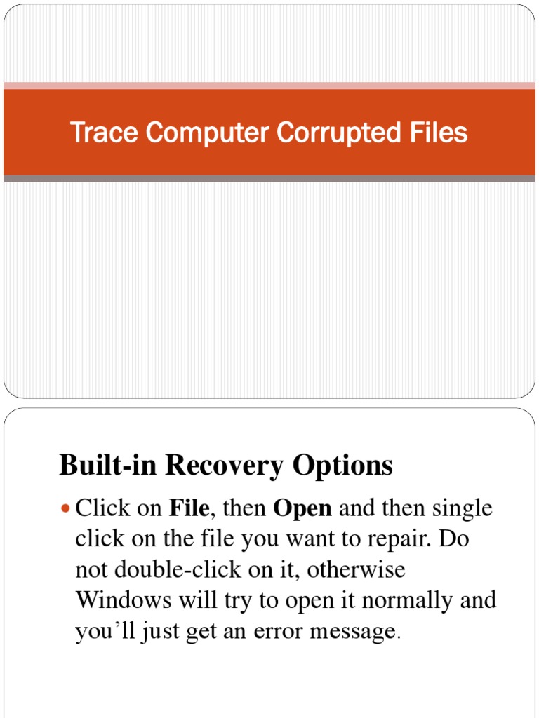 Trace Computer Corrupted Files | Download Free PDF | Computer File | Backup