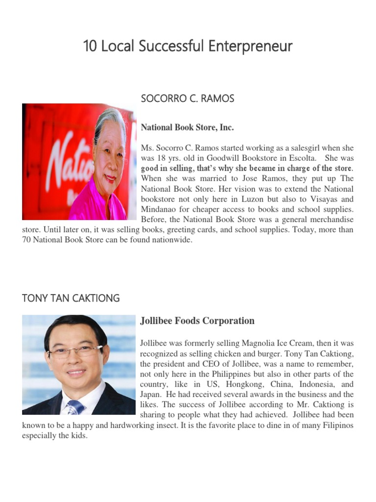 10 Local Successful Enterpreneur | PDF | Economy Of The Philippines ...