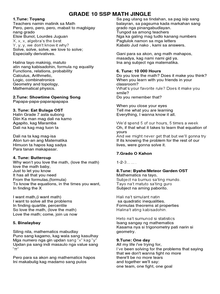 Math Jingle | PDF | Logic | Teaching Mathematics