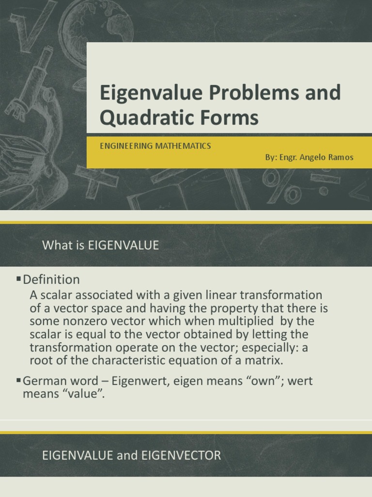Eigenvalues, Eigenvectors and Quadratic Forms | PDF | Eigenvalues And ...