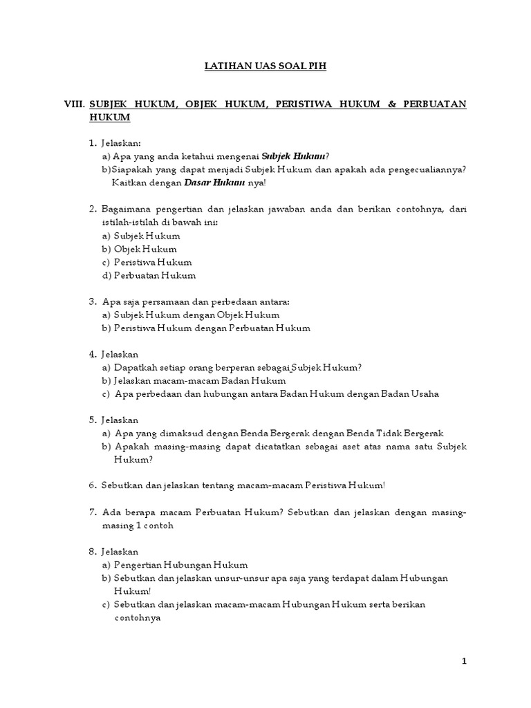 Latihan Soal UAS PIH 270120 | PDF